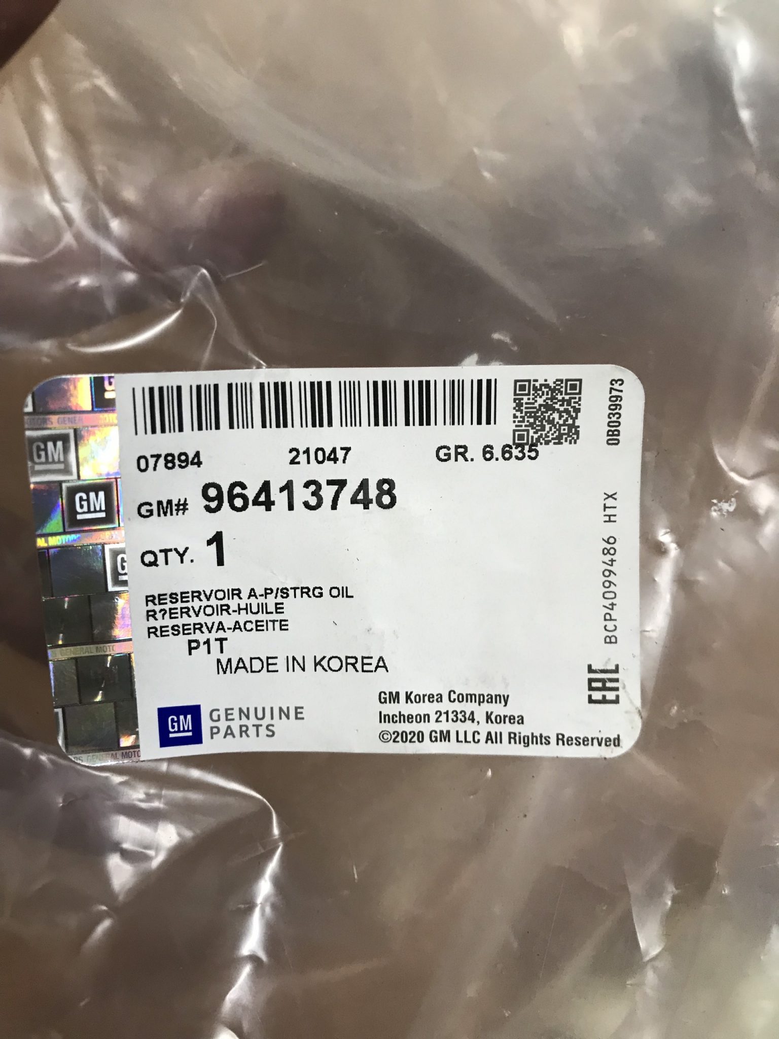 Bình dầu trợ lực Gentra 2005 - 2010 96413748 - Phụ Tùng 169